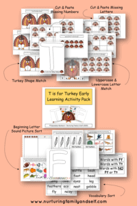 10 Preschool Activities for Learning About T, F and Turkeys - Nurturing ...